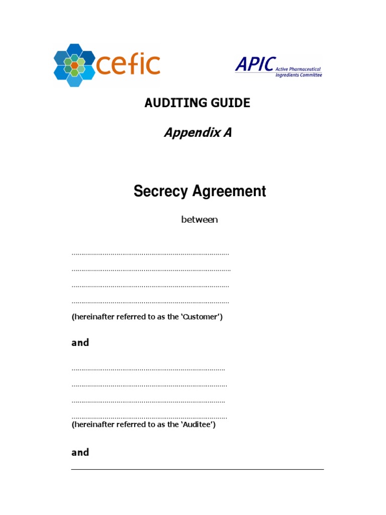 Secrecy Agreement: Auditing Guide | PDF | Confidentiality | Trade Secret