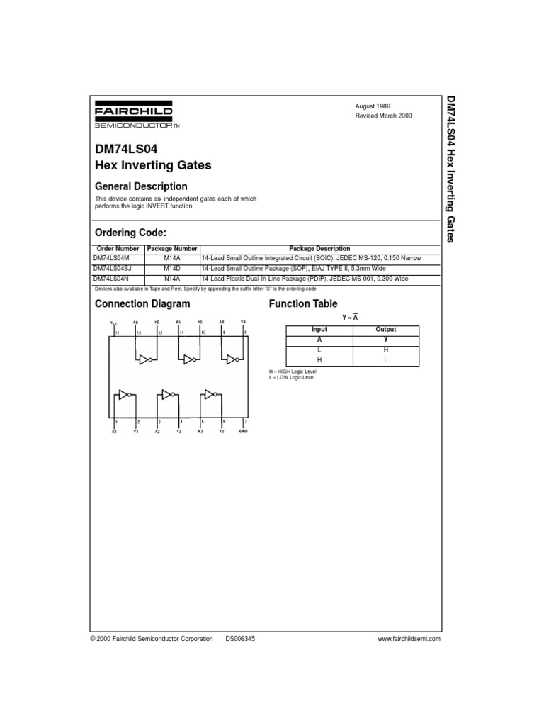 Datasheet Compuerta Not (74LS04) PDF | PDF | Electronics | Electricity