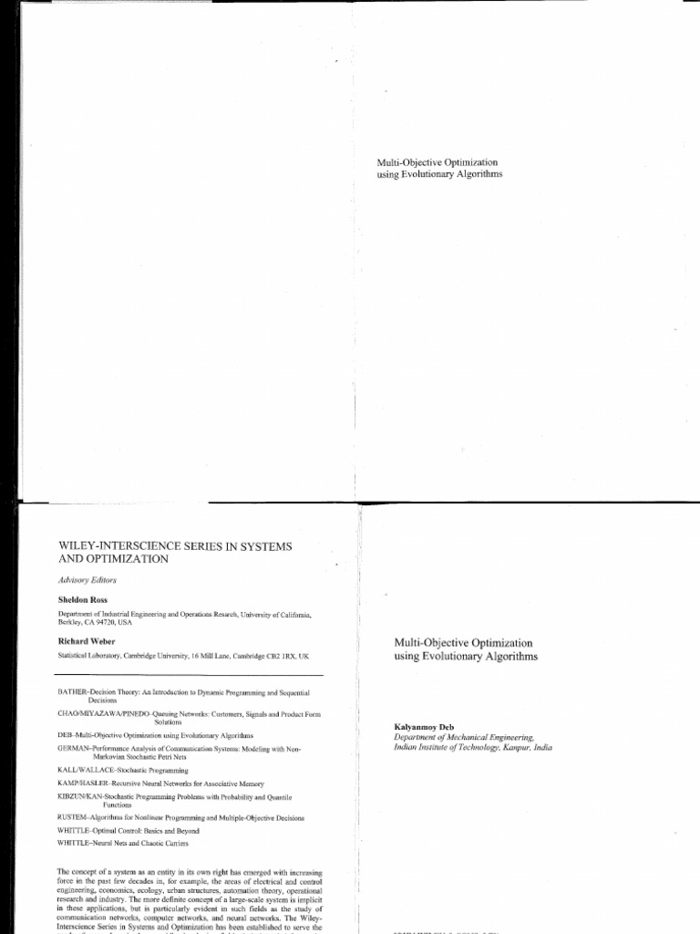 Deb, 2001 - Multi-Objective Optimization Using Evolutionary Algorithms (Livro) PDF | PDF