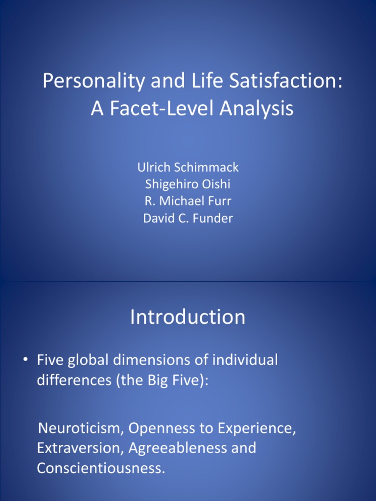 Personality and Life Satisfaction: A Facet-Level Analysis | PDF ...