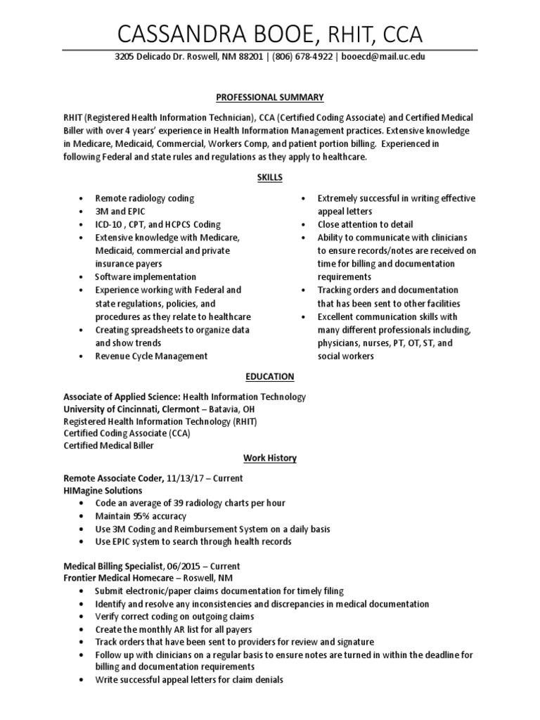 Cassandra Booe Him Resume | PDF | Health Care | Health Economics