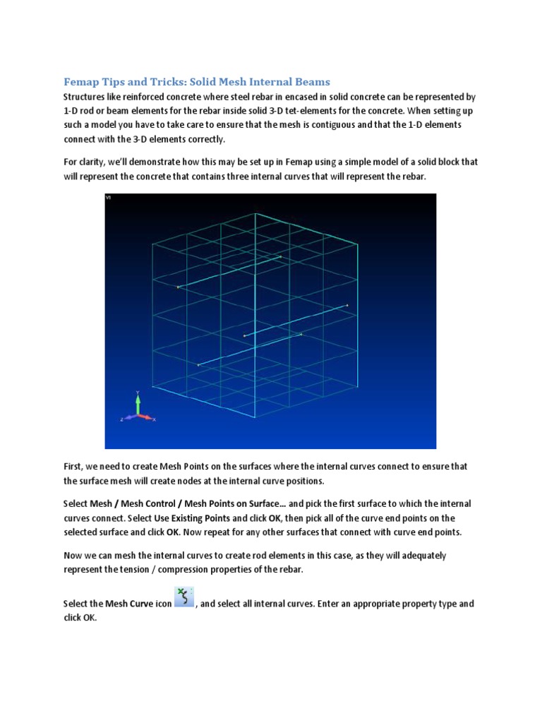 Femap Solid Mesh Internal Beams Guide | PDF | Computing