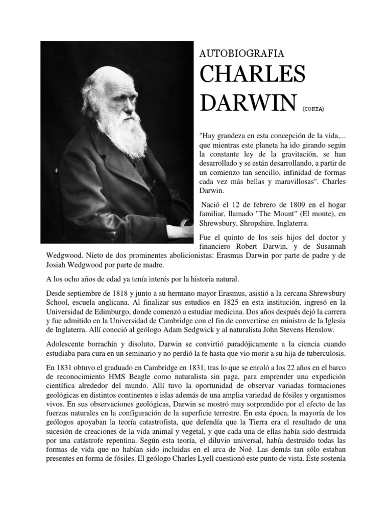 Autobiografia Charles Darwin | Charles Darwin | Evolución