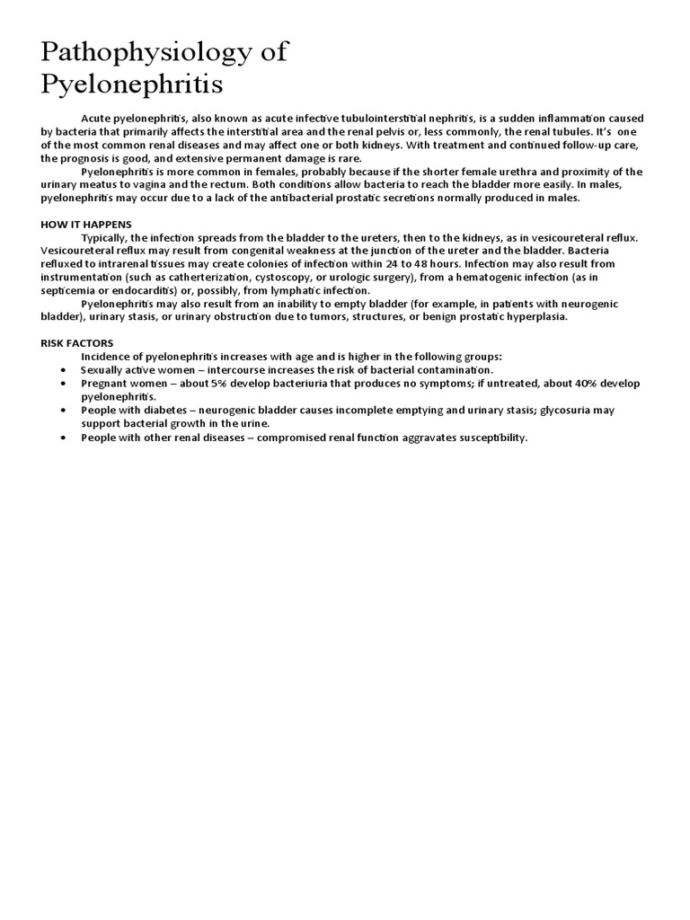 Pathophysiology of Pyelonephritis: How It Happens | PDF | Urinary Tract ...