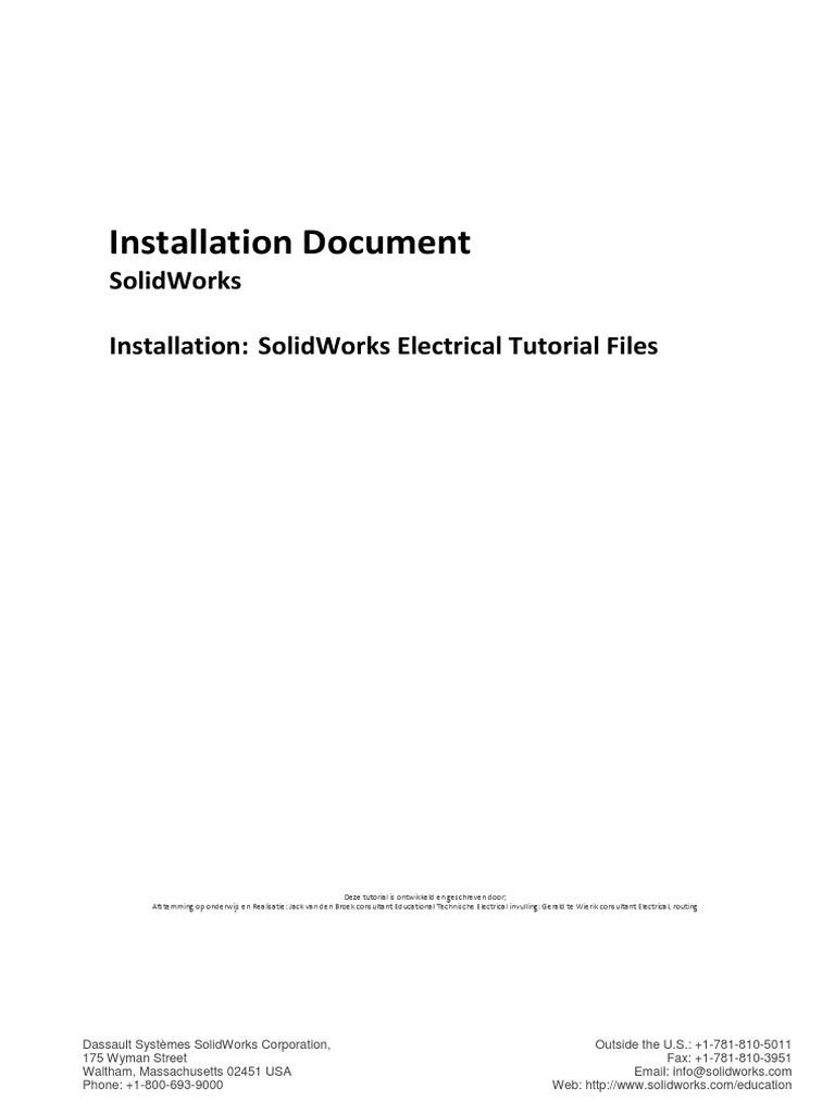 Installation Document: Solidworks Installation: Solidworks Electrical ...