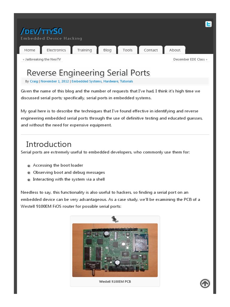 Reverse Engineering Serial Ports - Dev - Ttys0 | PDF | Electrical Engineering | Computer Hardware