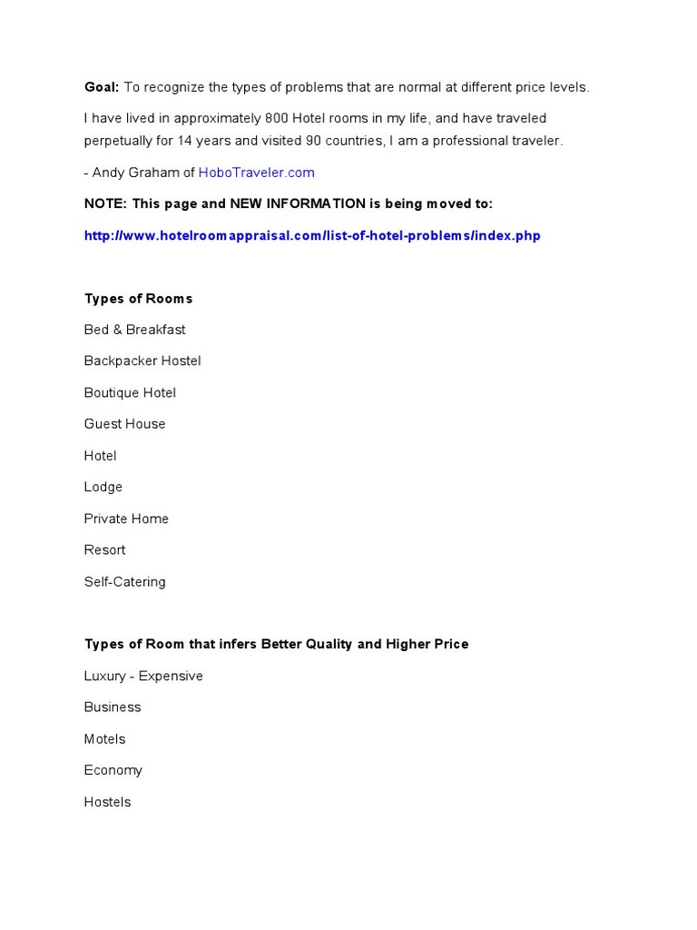 Common Hotel Problems | PDF | Hostel | Hotel