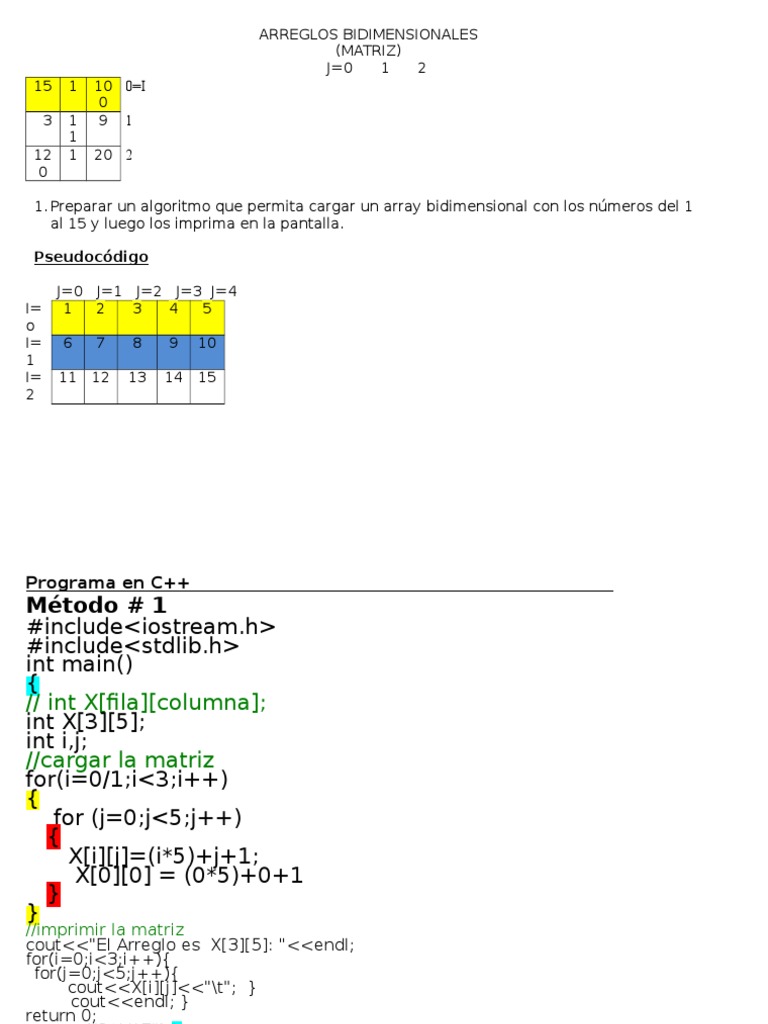 Arreglos Bidimensionales - T - 04 para Alumno (Reparado) | PDF ...