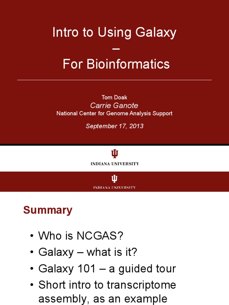 Intro To Using Galaxy - For Bioinformatics: Carrie Ganote | PDF ...