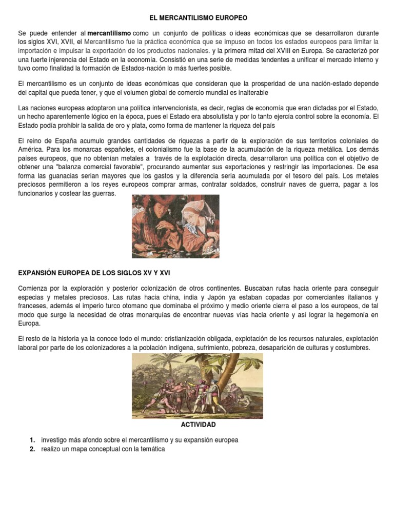 Mercantilismo y Expansión Europea | PDF | Mercantilismo | Viajes por Europa
