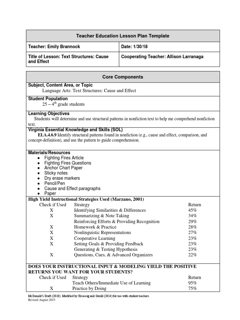 Teacher Education Lesson Plan Template | PDF | Lesson Plan | Teachers