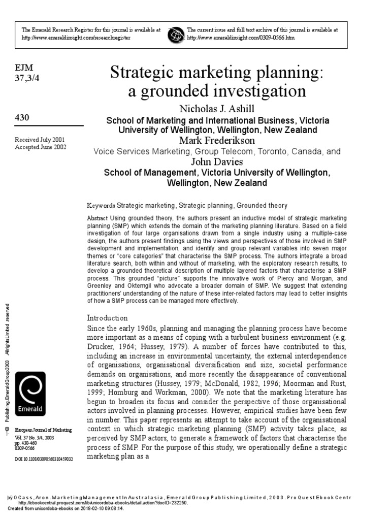 Strategic Marketing Planning | PDF | Strategic Management | Marketing ...