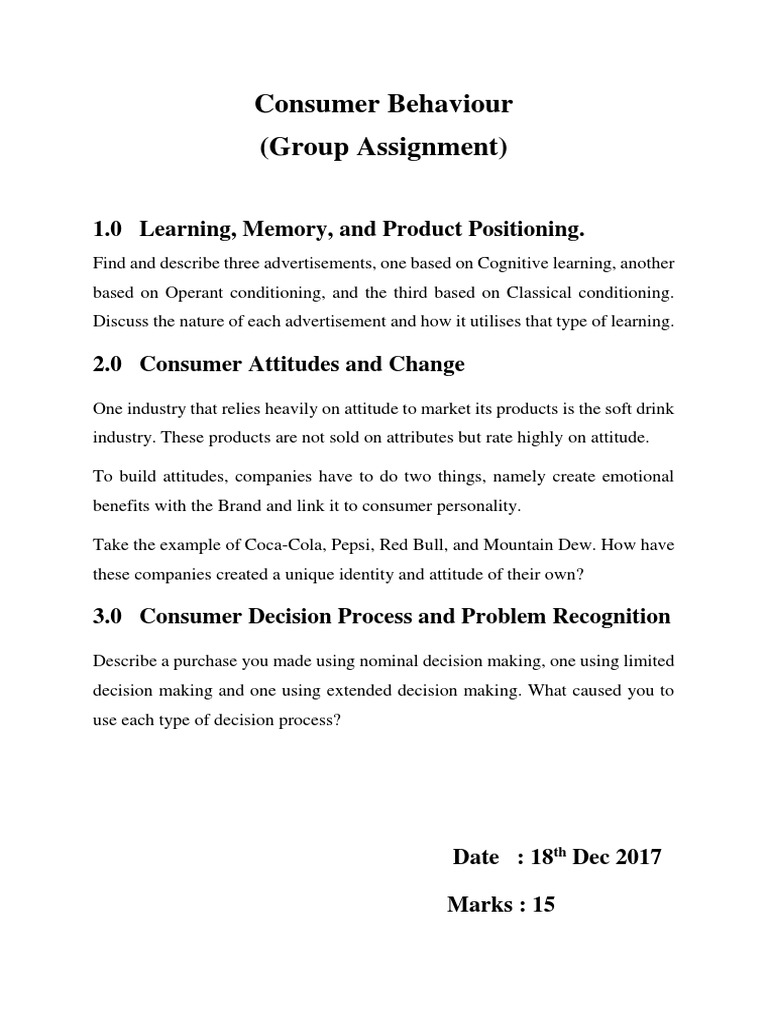 Consumer Behaviour (Group Assignment) : 1.0 Learning, Memory, and ...