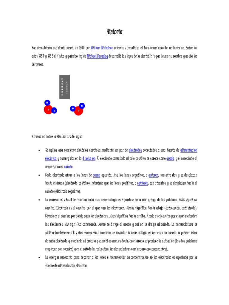 Electrólisis del Agua: Conceptos Clave | PDF | Electrodo | Cátodo