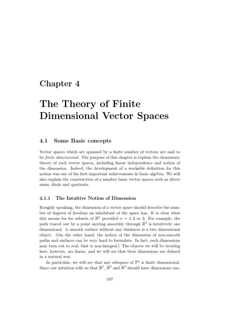 The Theory of Finite Dimensional Vector Spaces: 4.1 Some Basic Concepts | PDF | Basis (Linear ...