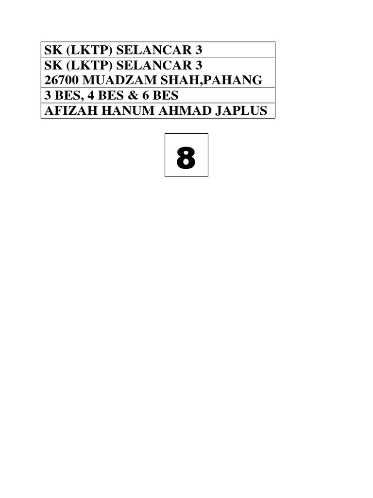 SK (LKTP) Selancar 3 SK (LKTP) Selancar 3 26700 Muadzam Shah, Pahang 3 ...