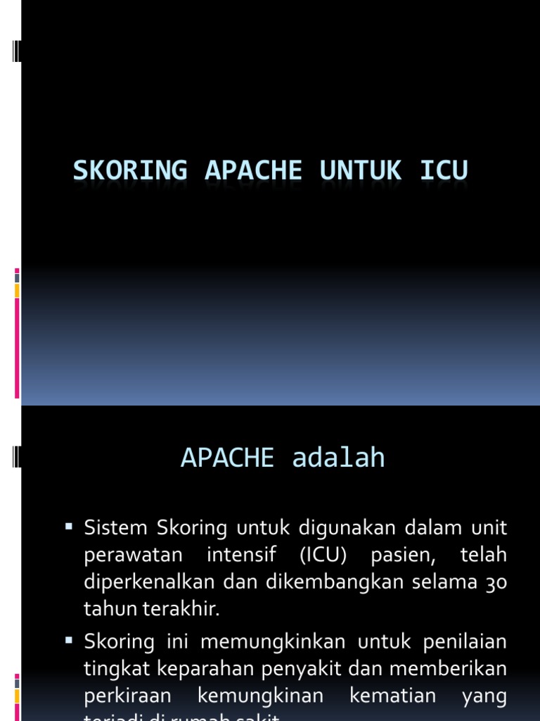 Skoring Apache Untuk ICU | PDF