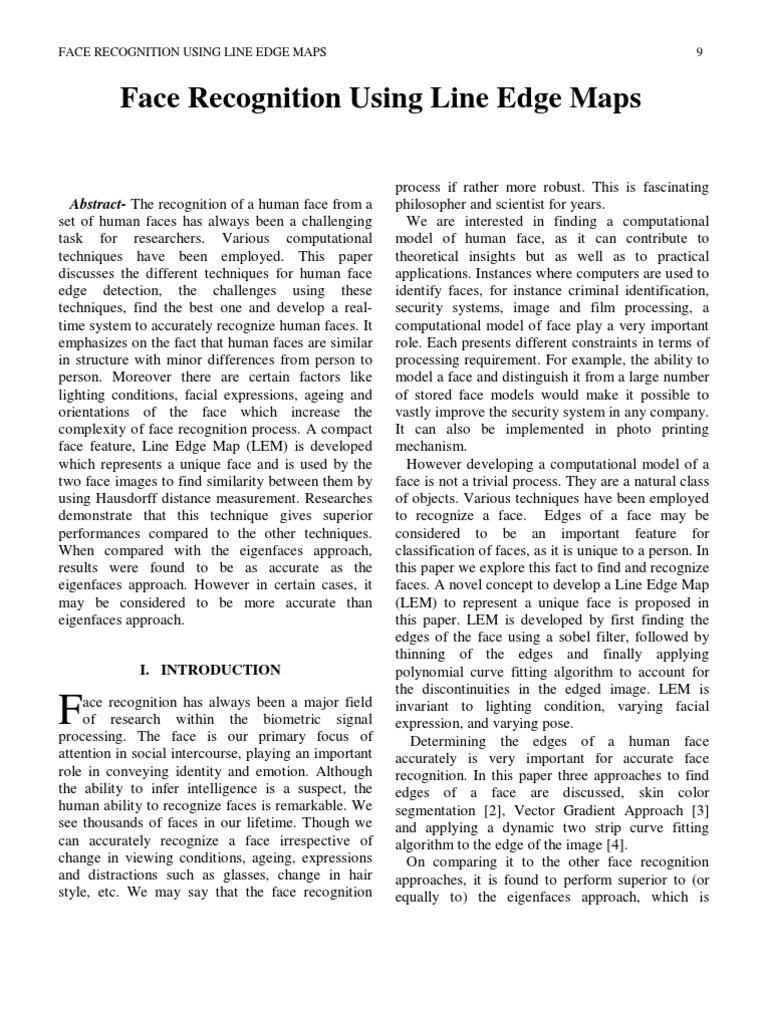 Face Recognition Line Edge Maps | PDF | Receiver Operating Characteristic | Eigenvalues And ...