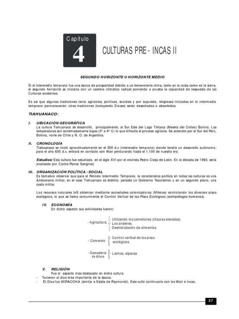 CULT4URAS PRE INCAS Cap 4 PDF | PDF | Imperio Inca | Andes
