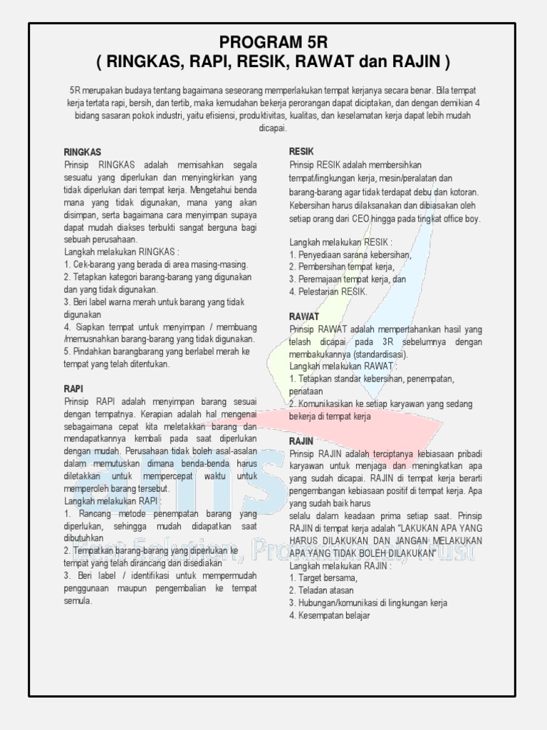 5R (Ringkas, Rapi, Resik, Rawat Dan Rajin) | PDF