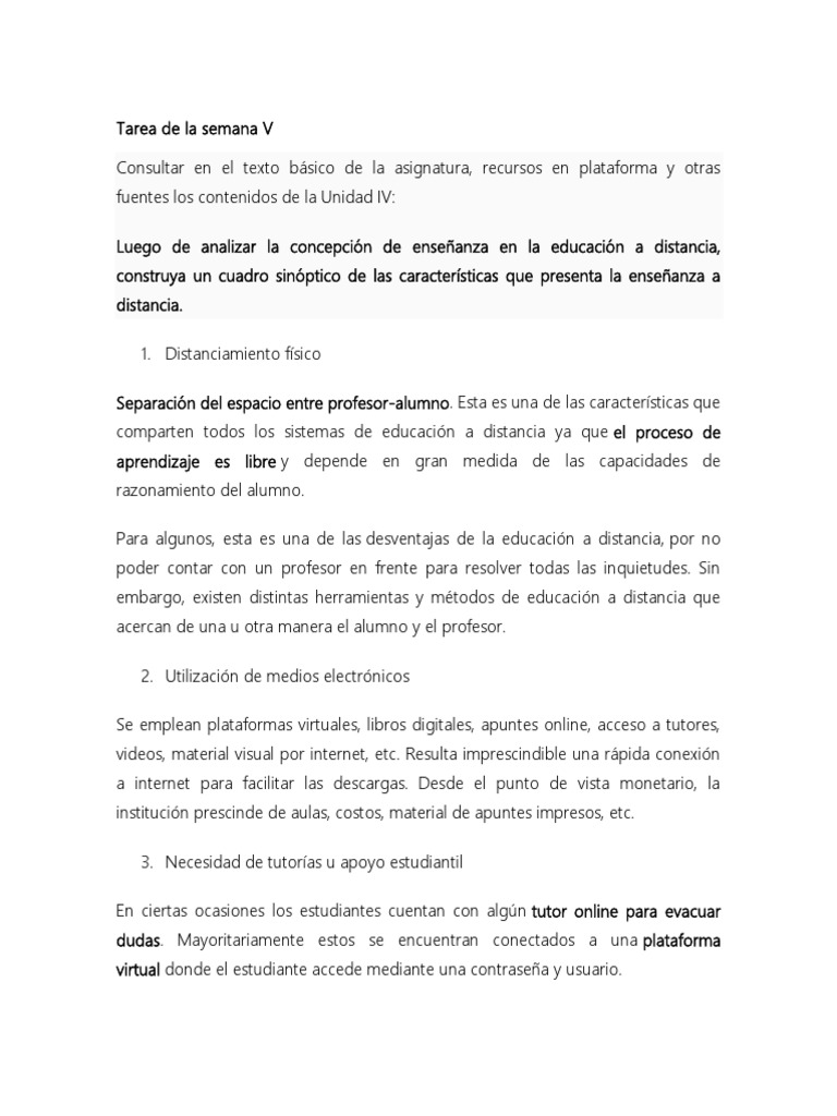 Tarea de La Semana V | PDF | Educación a distancia | Aprendizaje