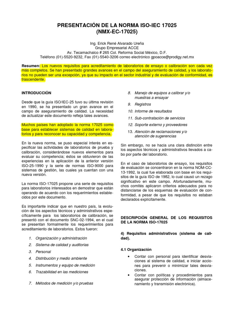 Presentación de Nom 17025 | PDF | Calibración | Calidad (comercial)