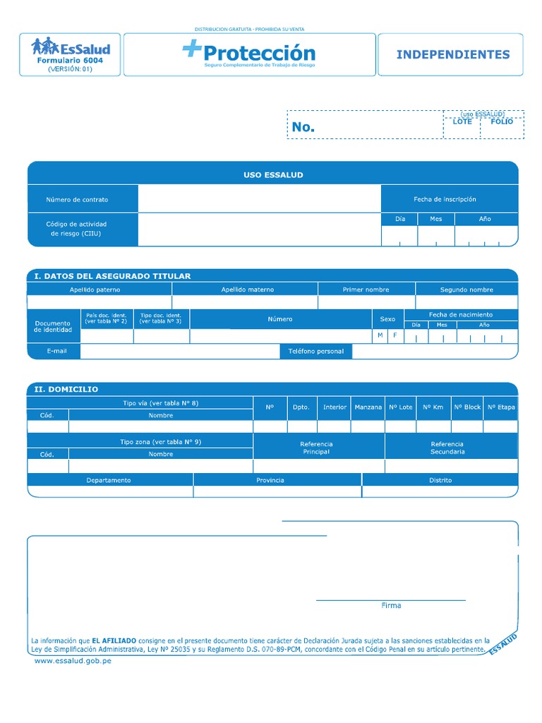 Formulario Essalud Imprimir 3 Caras PDF | PDF