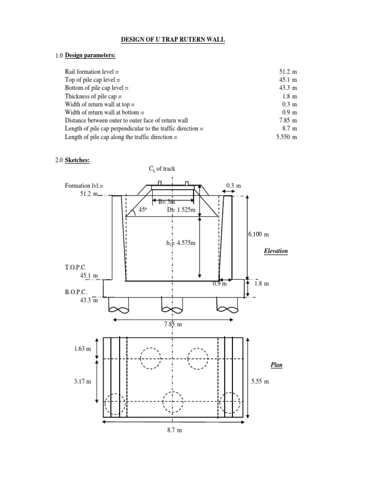 Br. No.-390 - U-Trough Retaining Wall - Pile Foundation | PDF | Deep ...