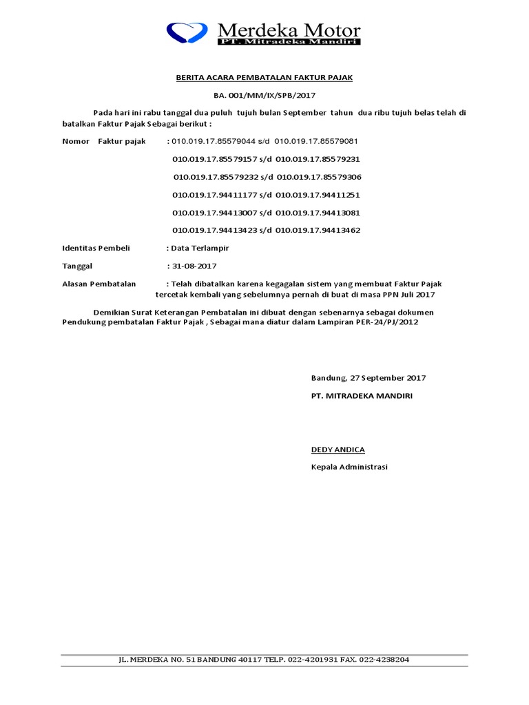 Surat Keterangan Pembatalan | PDF