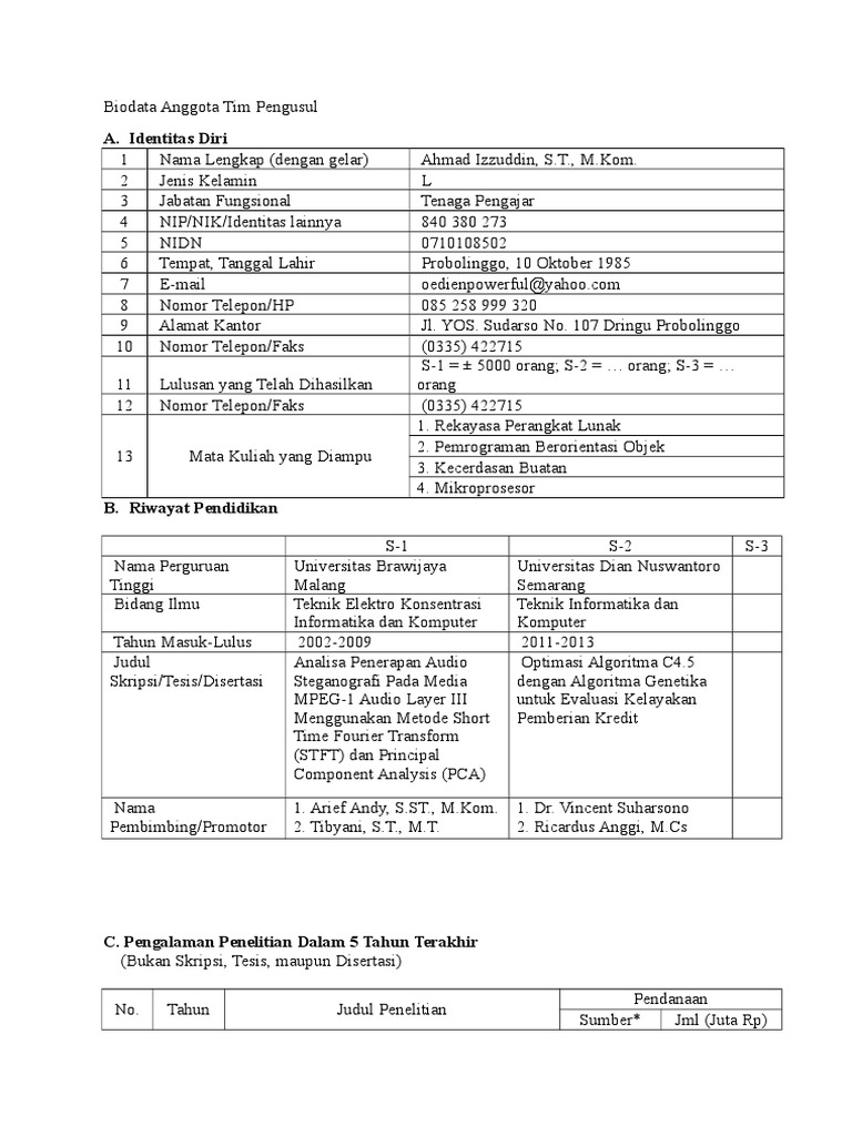 Biodata Anggota.2 | PDF