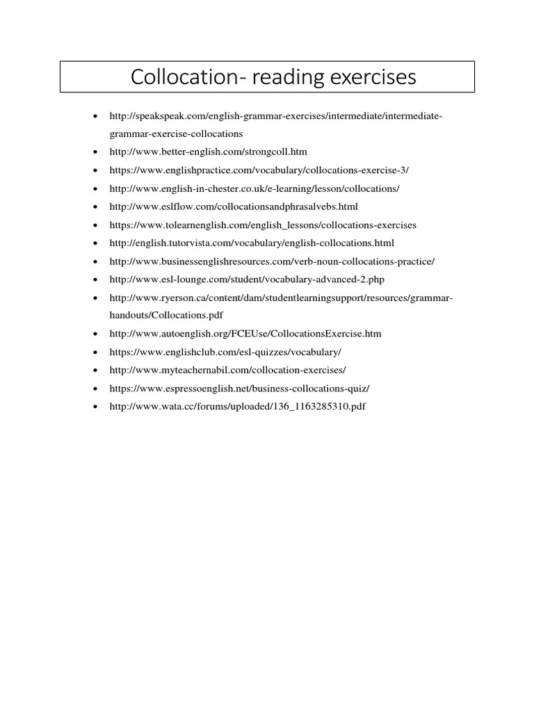 Collocation Exercise | PDF | Language Arts & Discipline