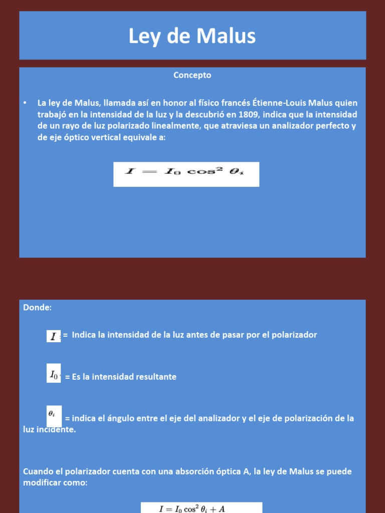 Ley de Malus y Polarización de Luz | PDF | Óptica | Ciencias fisicas
