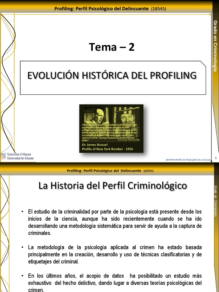 Tema 2-Evolución Histórica Del Profiling | PDF | Criminología ...