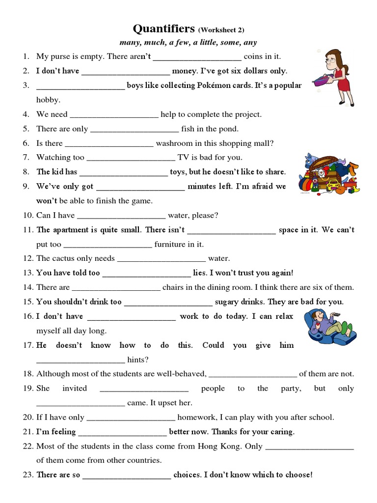 Quantifiers Many Much A Few A Little Some Any | PDF | Leisure