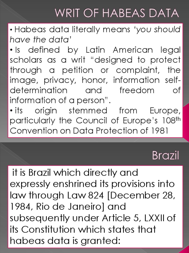 Writ of Habeas Data | PDF | Habeas Corpus | Writ