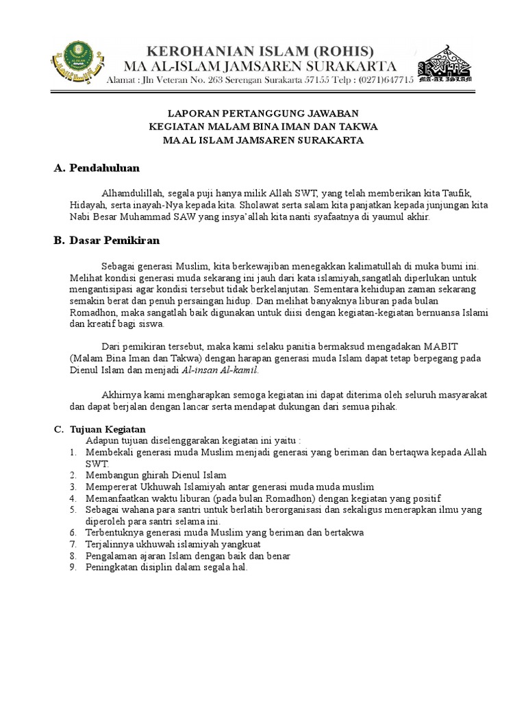 Contoh LPJ | PDF