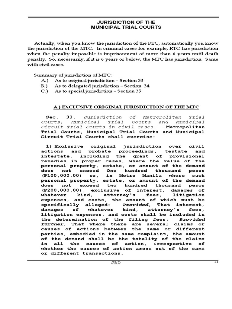 05 Jurisdiction of The MTC | PDF | Joinder | Complaint