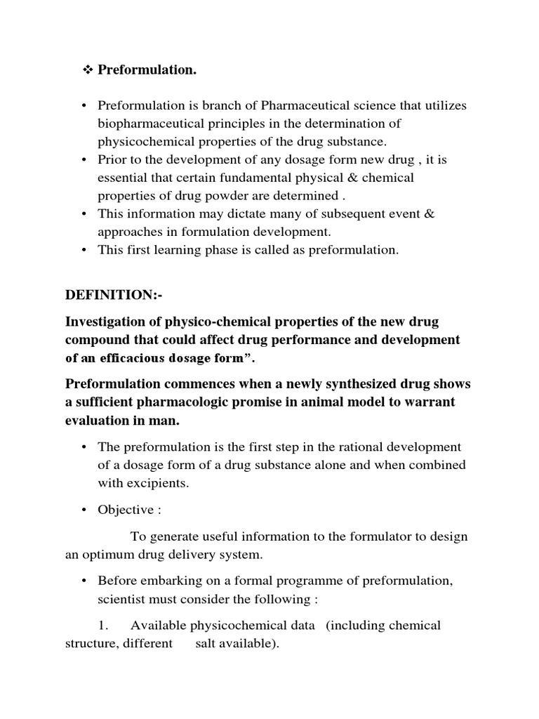 Pre Formulation | PDF | Holography | Pharmaceutical Formulation