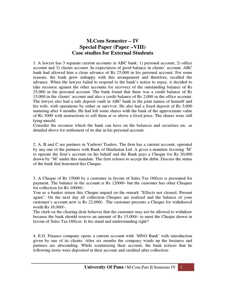 Case Studies Of Banking Finance Download Free Pdf Negotiable