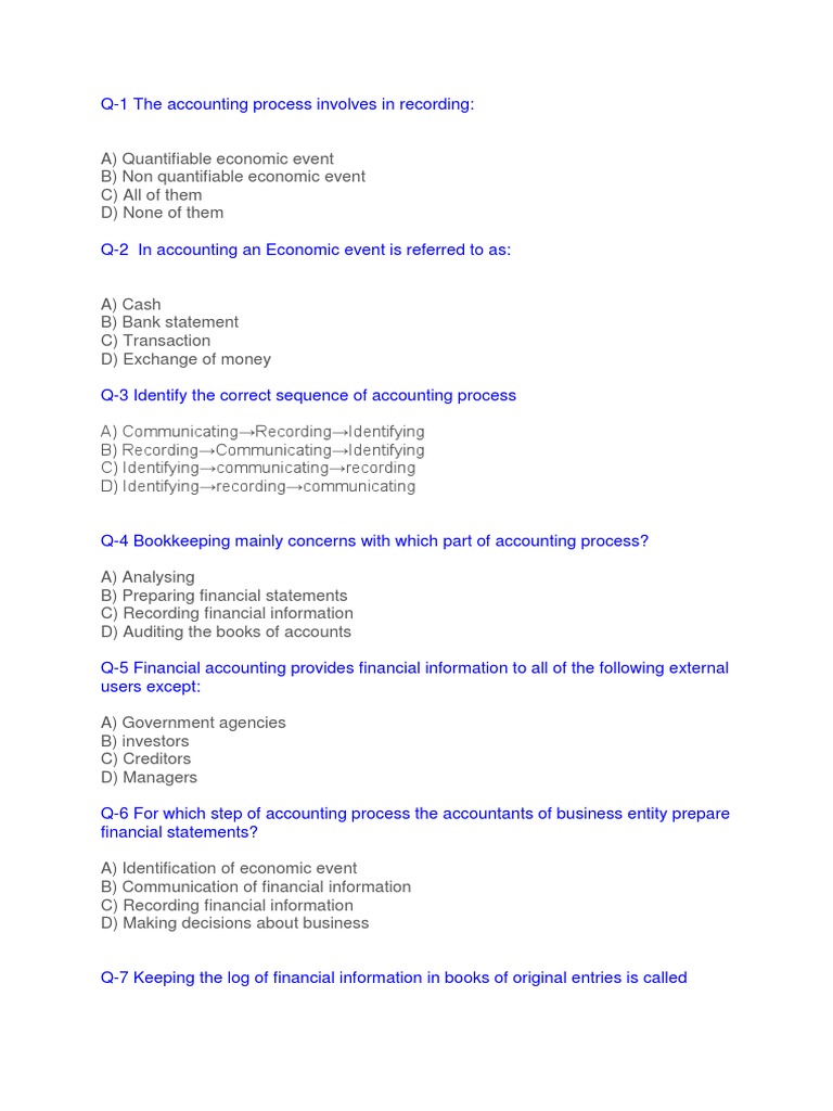 Accounting MCQ | Download Free PDF | Debits And Credits | Bookkeeping