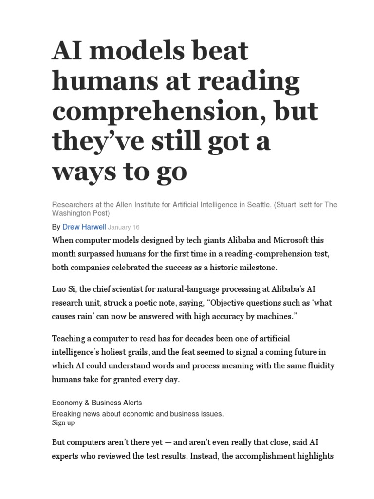 AI Models Beat Humans at Reading Comprehension | PDF | Artificial ...