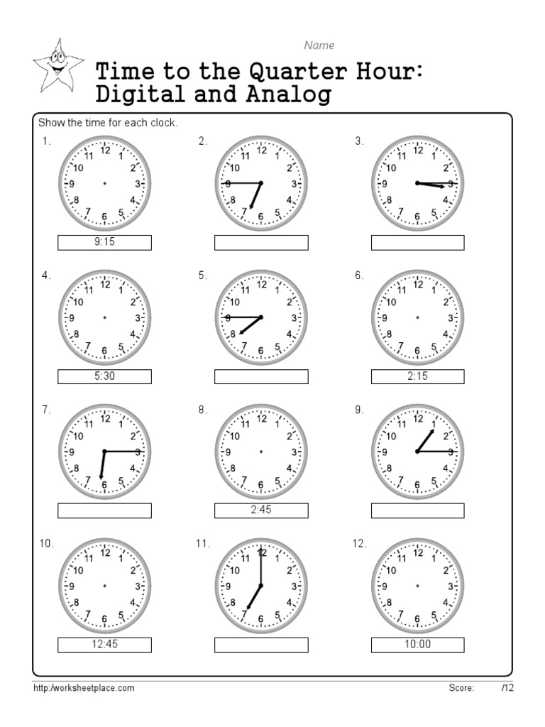 Telling Time Worksheet 5 PDF | PDF