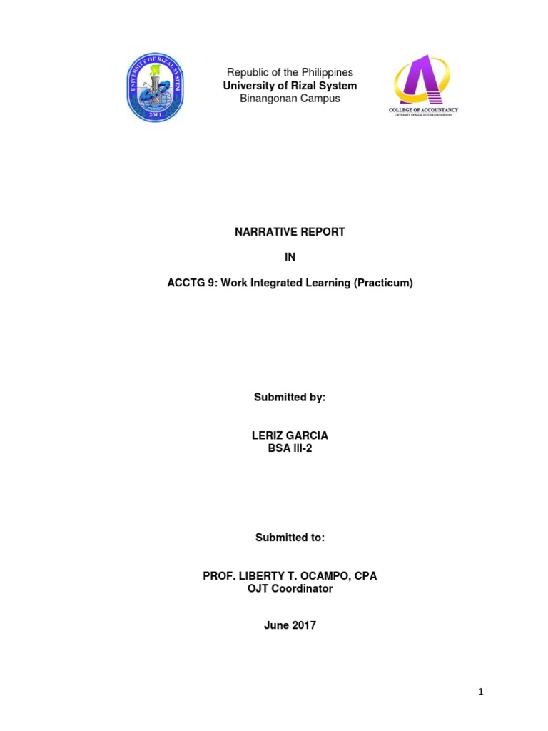 Narrative Report Leris | PDF | Internship | Job Hunting