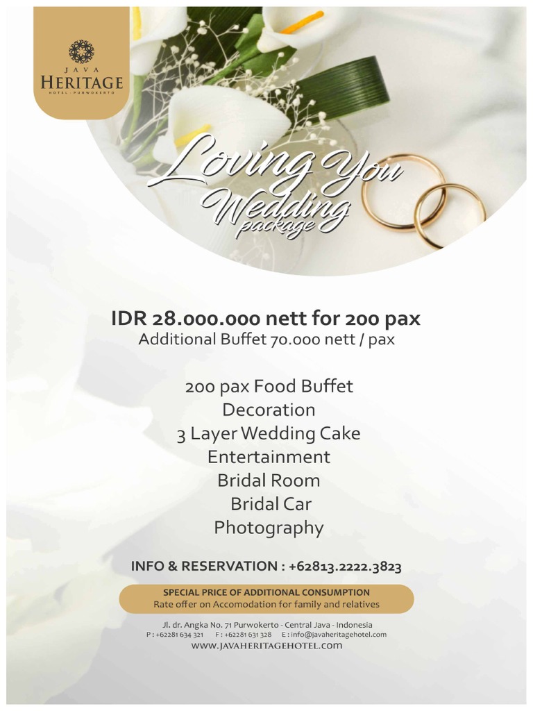 Wedding Package Java Heritage Hotel Purwokerto | PDF