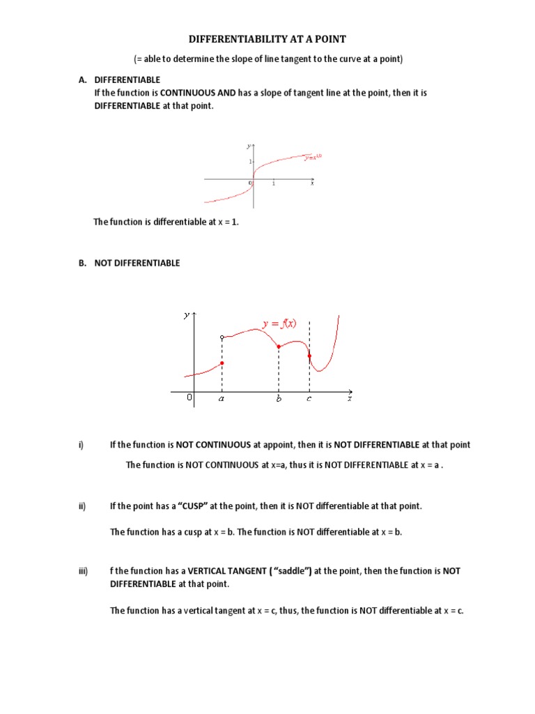 Hand-Out Differentiability at A Point | PDF | Teaching Methods ...