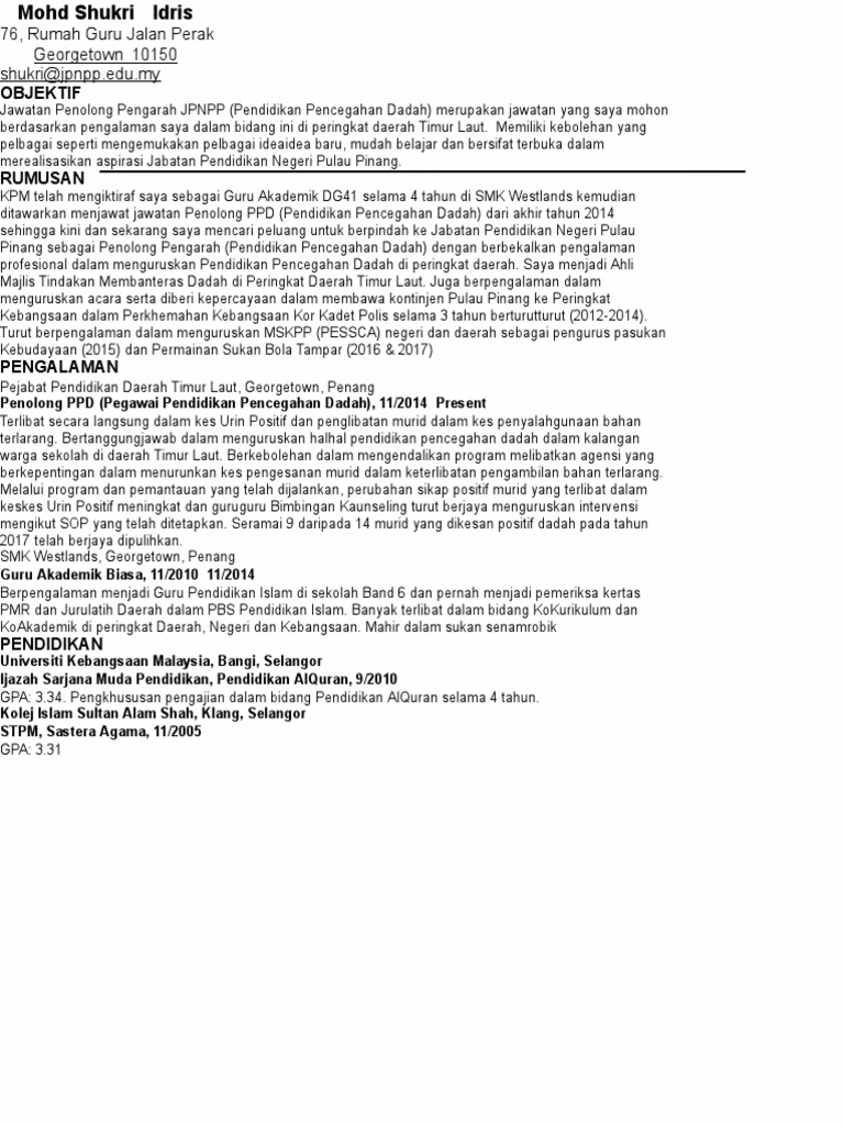 Resume Ringkas Mohd Shukri Idris | PDF