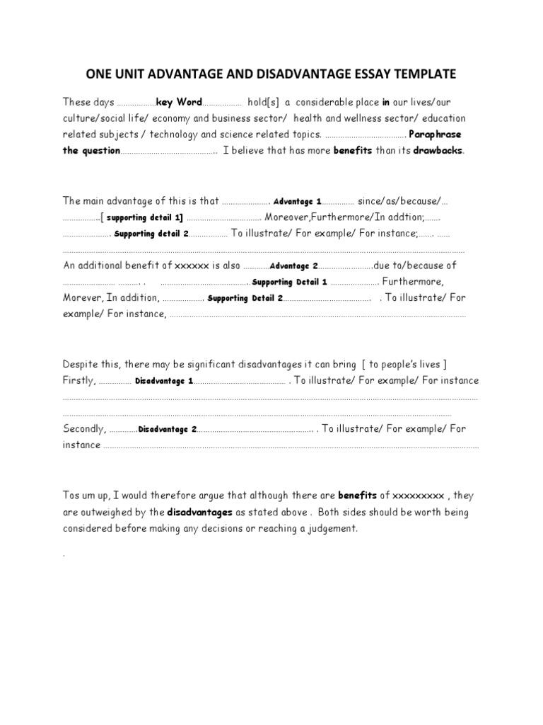 Advantages and Disadvantages Essay For Ilets Template | PDF | Business ...