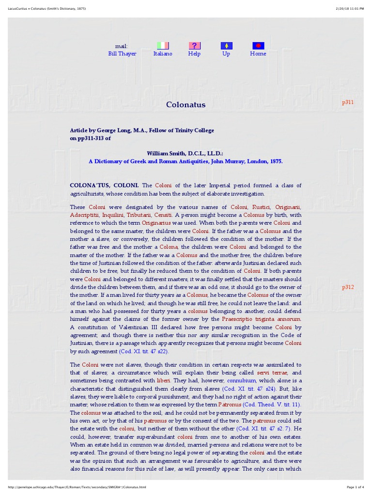 LacusCurtius - Colonatus (Smith's Dictionary, 1875) | PDF | Ancient ...