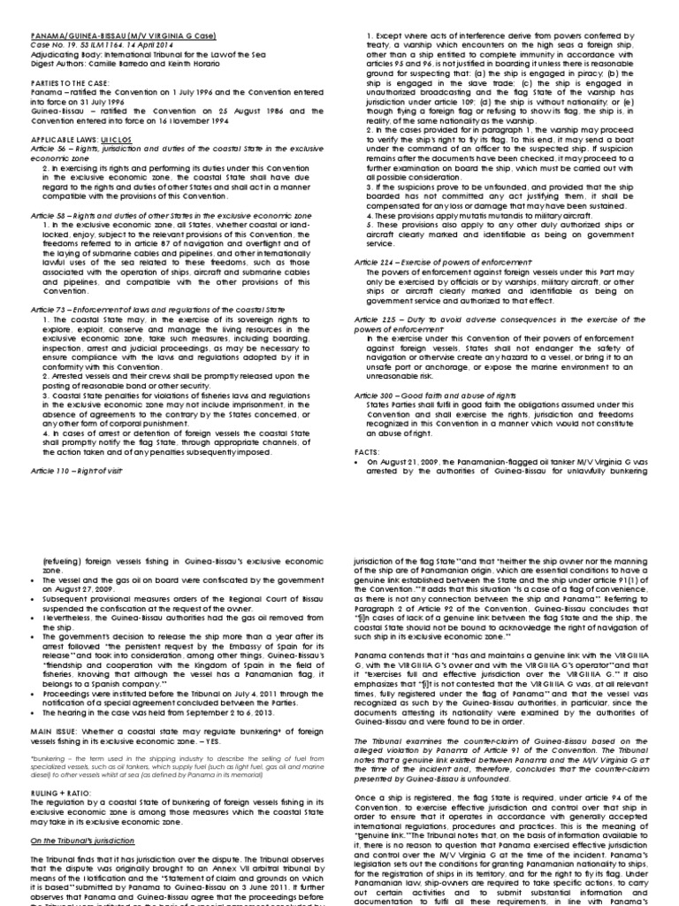 Panama v. Guinea-Bissau (MV Virginia G Case) | PDF | Panama | Jurisdiction