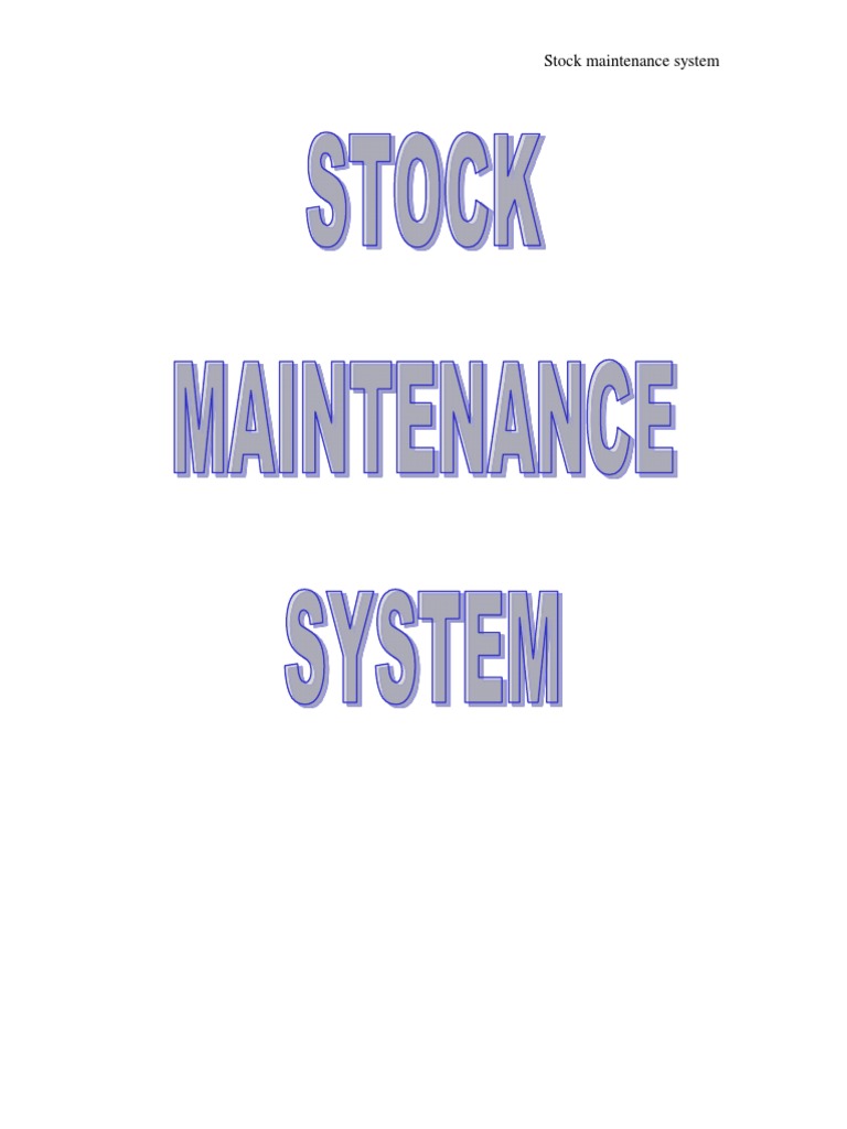 Stock Maintenance System | PDF | Use Case | Databases
